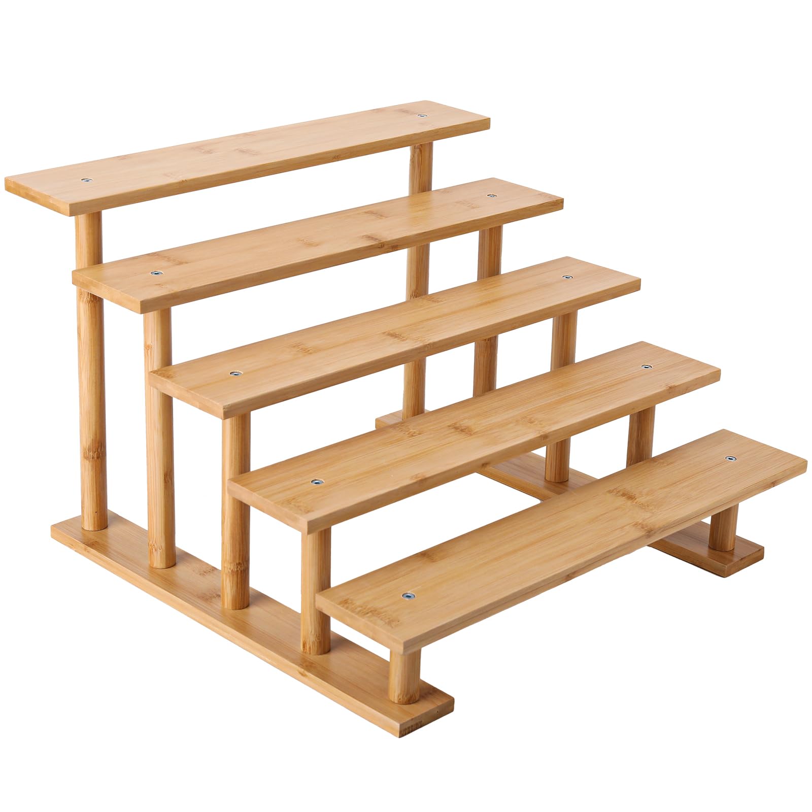 Display Shelf Riser Bamboo 5 Tiered Display Stand Tiered Spice Rack ...