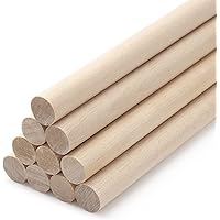 Amazon.com: 3/8 x 12" Wooden Dowel Dods Round Wood Dowels, 10PCS ...