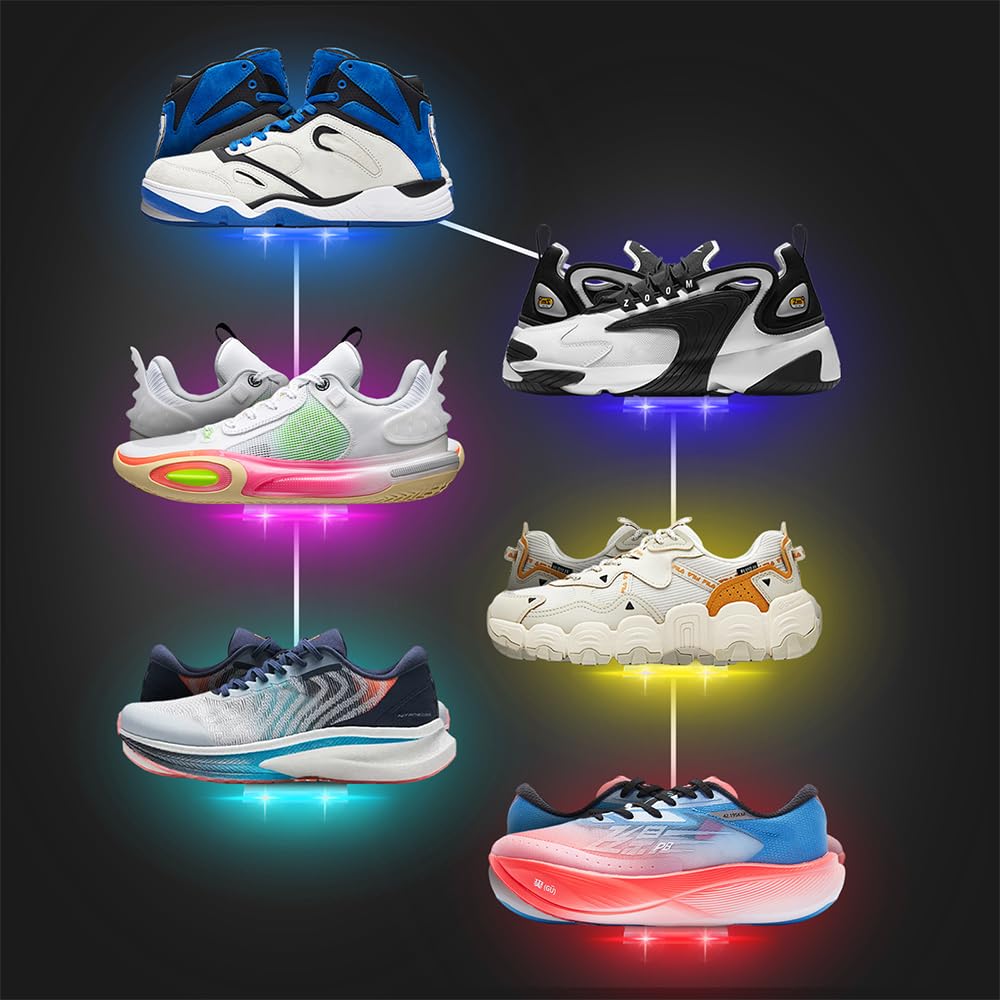 DTNESS 6Pcs Floating Shoe Display Shelf with LEDs, 8 x 3.9 Inch Clear ...