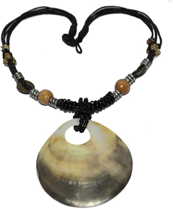 wunderschöne Natur-Schmuck Halskette mit Muschelanhänger rund aus BALI ...