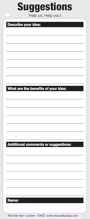 Amazon.com : FixtureDisplays 1 Pack of 25 Suggestion Cards Suggestion ...