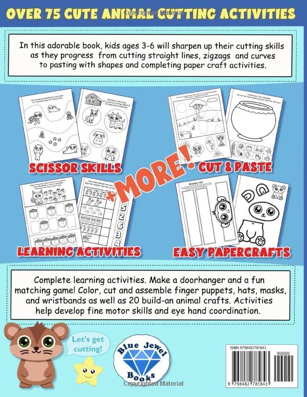 Animal Friends Scissor Skills Color, Cut And Paste Workbook For Kids ...