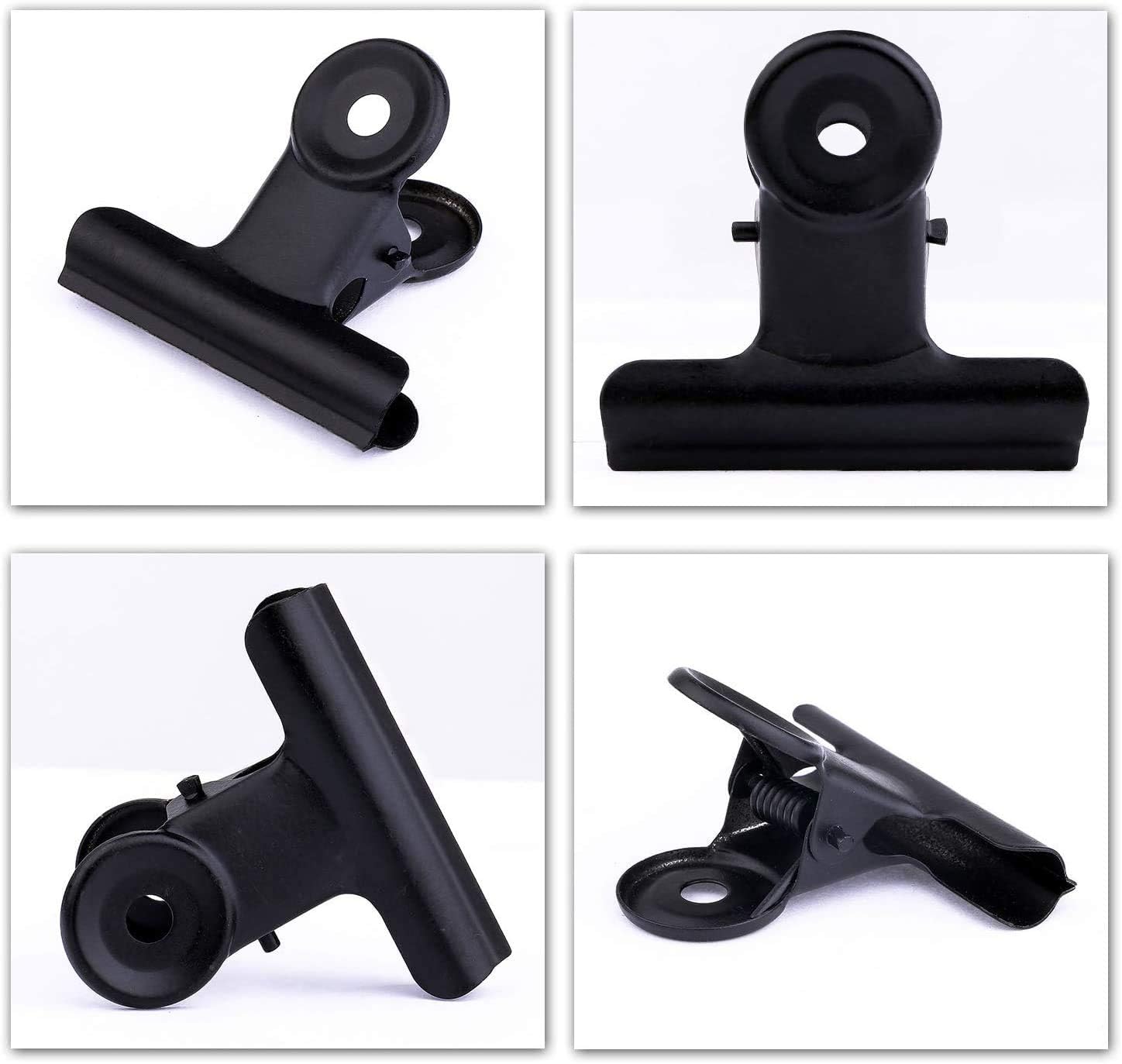 12 Pack Binder Clips 50mm Black Metal Paper Clips Hinge File Paper ...