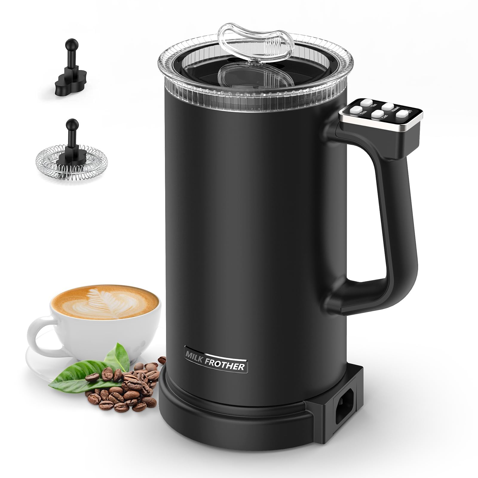 Milk Frother and Steamer 4 in 1, Electric Coffee Frother Automatic Milk ...