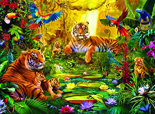 Tigers At The Waterhole Jigsaw Puzzle - Beautiful Tiger Jigsaw Puzzles