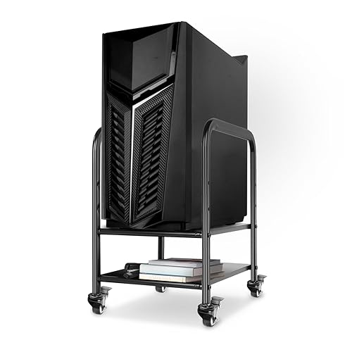 360Tonics Height Adjustable Computer Tower Stand, 2-Tier Computer ATX ...