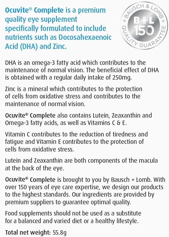 Ocuvite Complete Capsules, 60 Capsules (Bausch + Lomb) – BigaMart