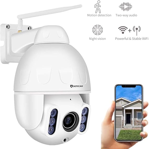 Dericam 1080P IP Dôme Caméra de Surveillance extérieure WiFi, PTZ ...