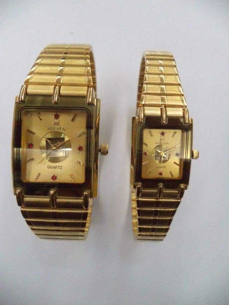 Mema Analog Goldtone Quartz Movement Unisex Wrist Watch With Golden Mema Analog Goldtone Quartz Movement Unisex Wrist Watch With Golden