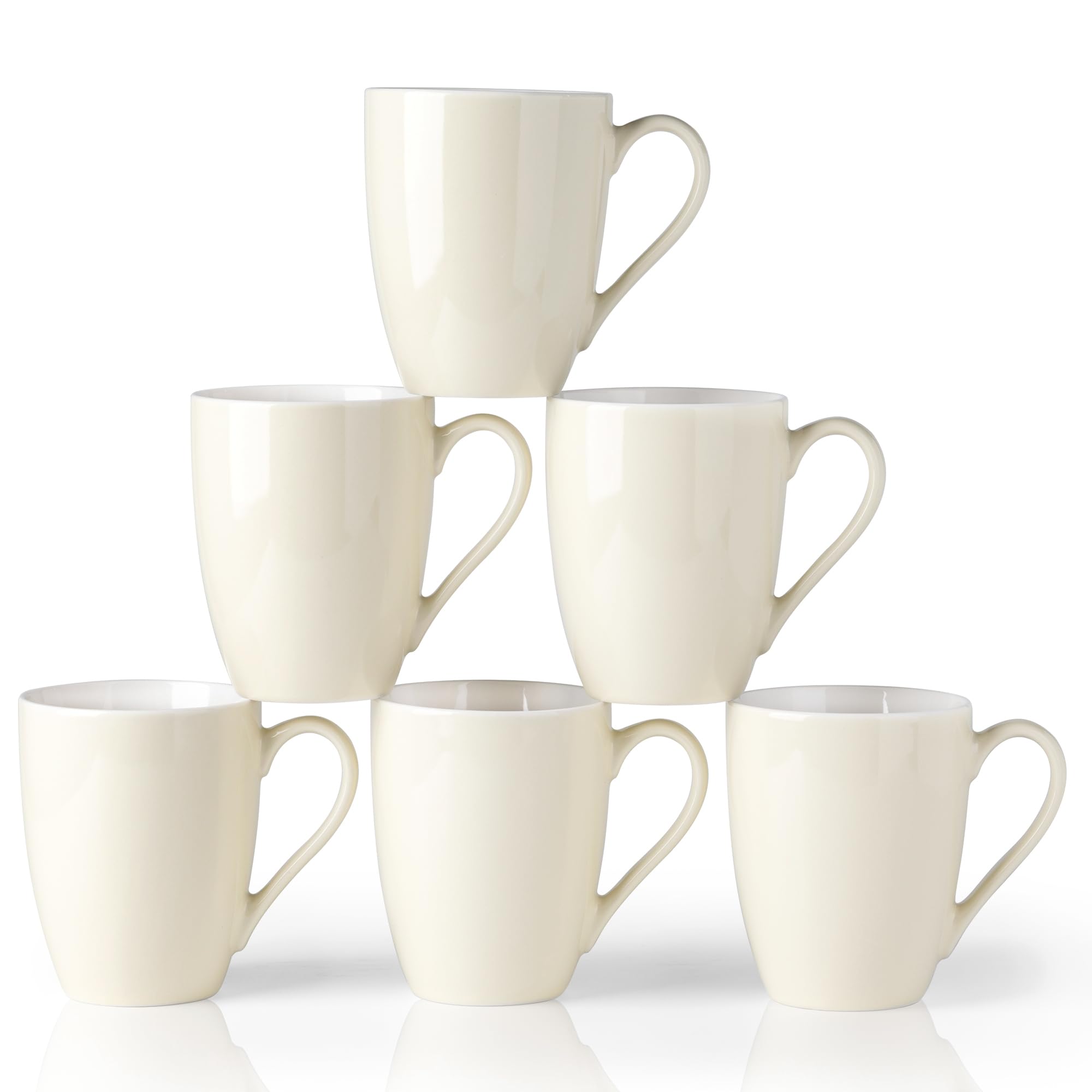 GBHOME 16 OZ Large Porcelain Coffee Mugs Set of 6, Light Weight Ceramic ...