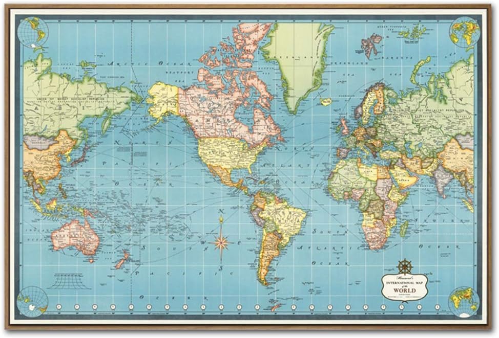 EP-Home Vintage World Map Poster, 1954 Scratch Off Map for Office ...