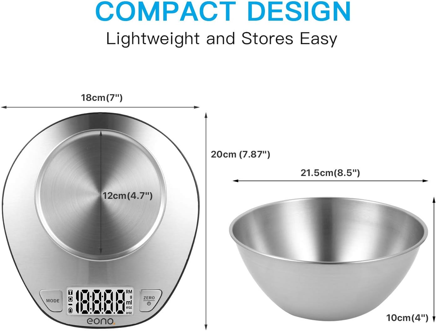 Eono by Amazon – Electronic Kitchen Scale Premium Large Display Backing ...