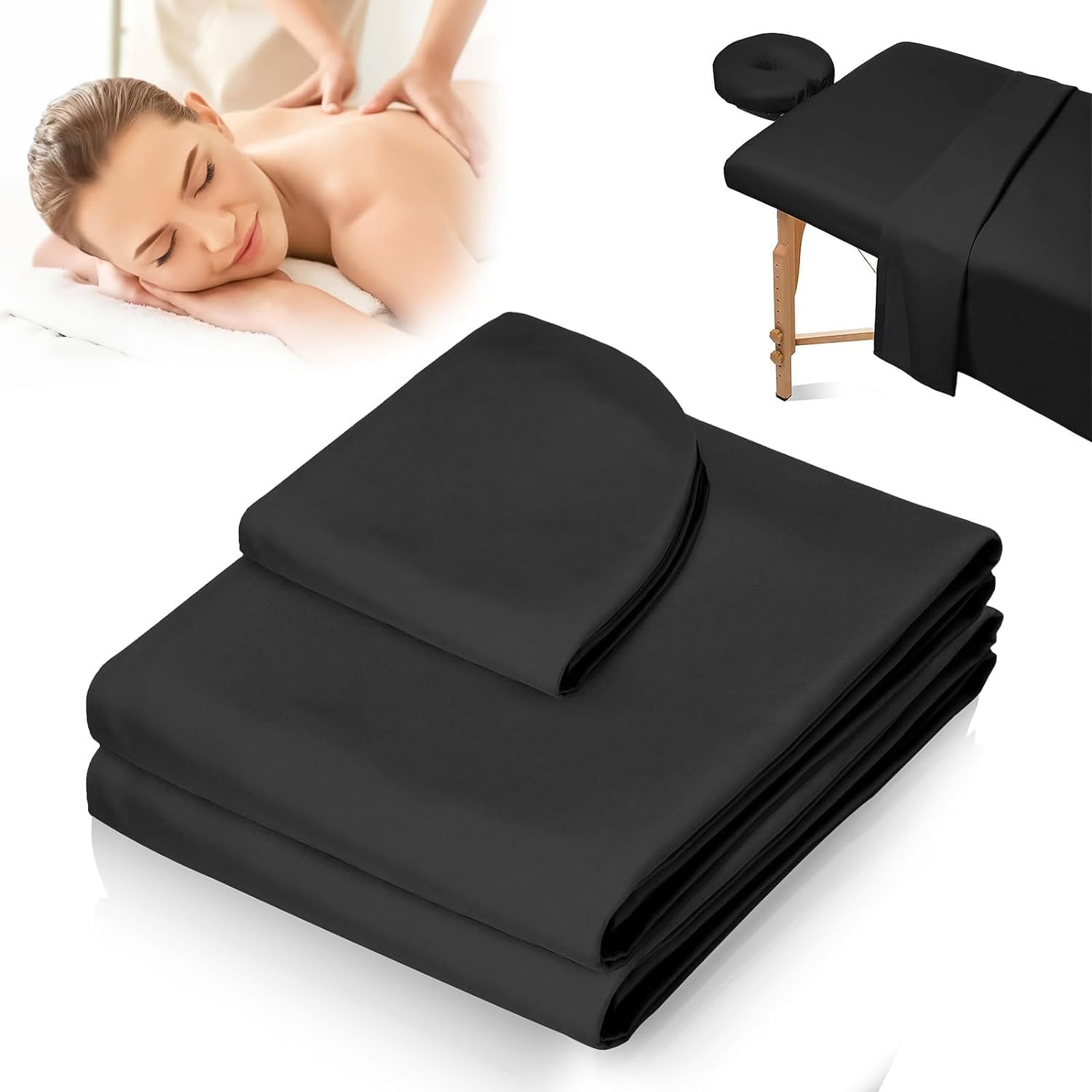 JNTKE Linens Massage Table Sheets Set,3 Piece Premium Facial Bed Cover ...