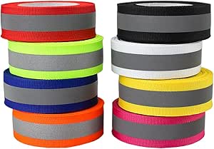 Amazon.com : 8 Rolls Silver Reflective Webbing Ribbon Tape Trim Strip ...