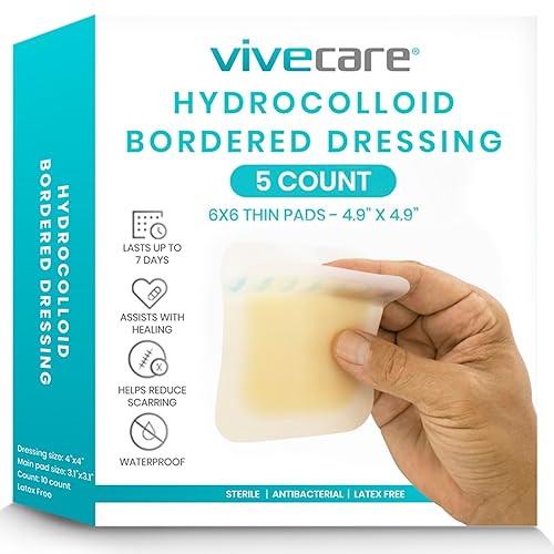ViveCare Hydrocolloid Bandages 6x6 - Large Sterile Hydrocolloid ...