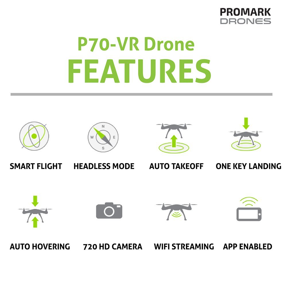 Promark Virtual Reality Drone - P70-VR - 720p HD Camera - WiFi ...