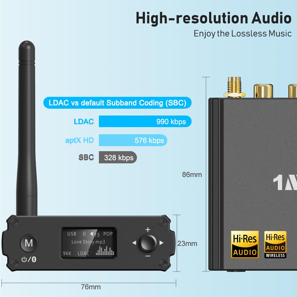 Mua 1Mii DS220 Hi-Res Bluetooth Receiver for Home Stereo w/LDAC, HiFi Bluetooth 5.1 Audio ...