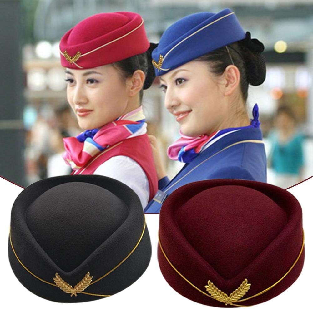 Easy To Wash And Dry Knowled Women Stewardess Hat Wool Air Hostess Cap ...