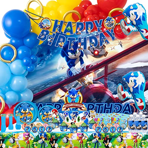 NITELUO Sonic 2 Birthday Party Supplies,188pcs Birthday Party ...