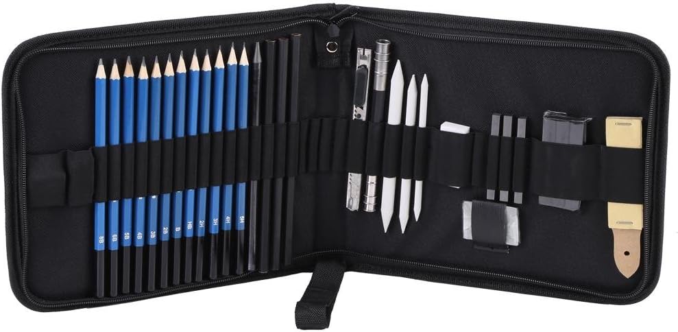 Fdit Socialme-EU 33 Pieces Drawing Pencils H&B Drawing Kit Sketch Set ...
