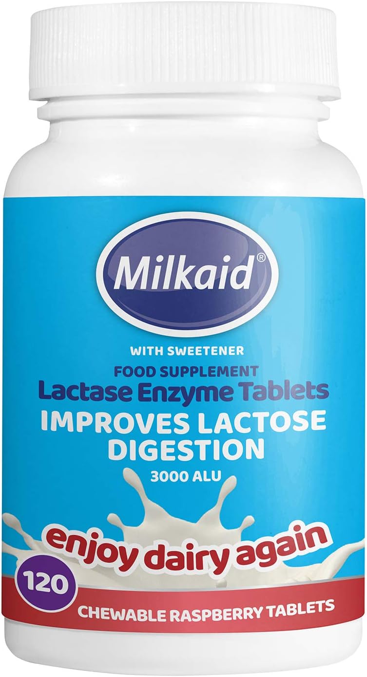 Milkaid Lactase Enzyme Chewable Tablets for Lactose Intolerance Relief ...