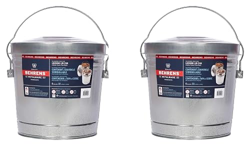 Behrens 6 Gallon Galvanized Steel Storage Can or Waste Bin w/Locking ...