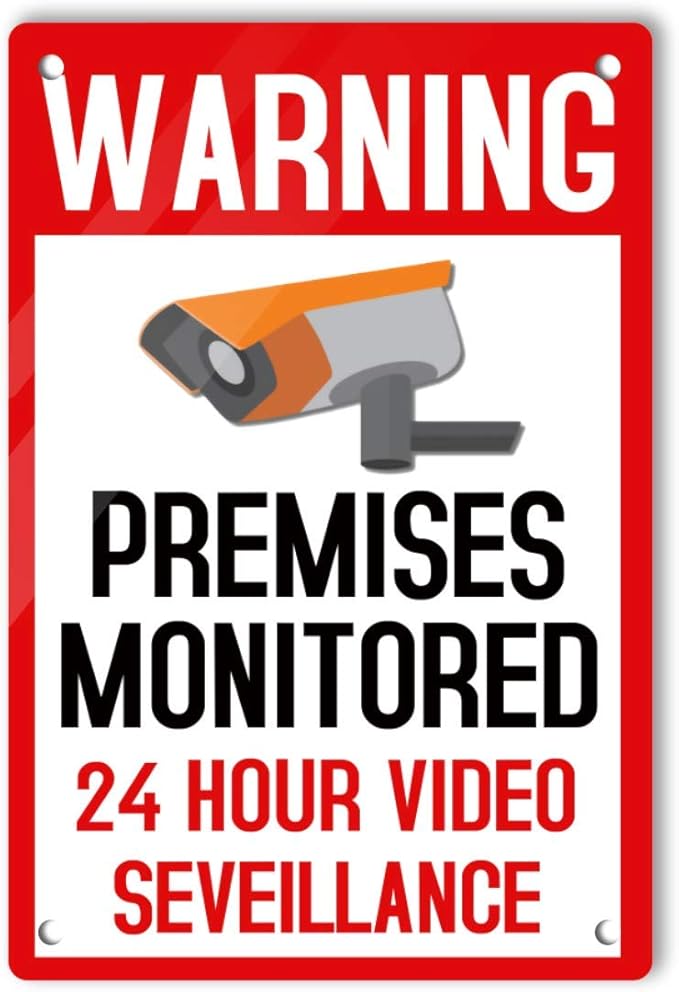 Amazon.com : Warning 24-Hour Monitoring Area 8 x 12 Inches Aluminum ...