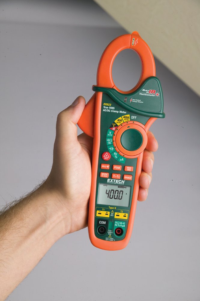 Extech EX623 True RMS 400A AC/DC Clamp Meter with Dual Type K, InfraRed ...