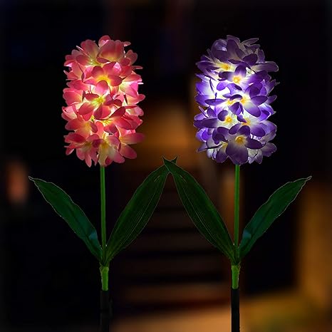 Amazon.com: Outdoor Solar Powered Hyacinth Lights Flower Stake ...