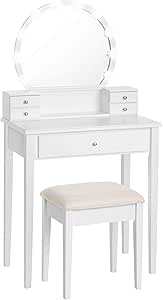 Amazon.com: VASAGLE Vanity Set Dressing Table with Mirror, 10 Light ...