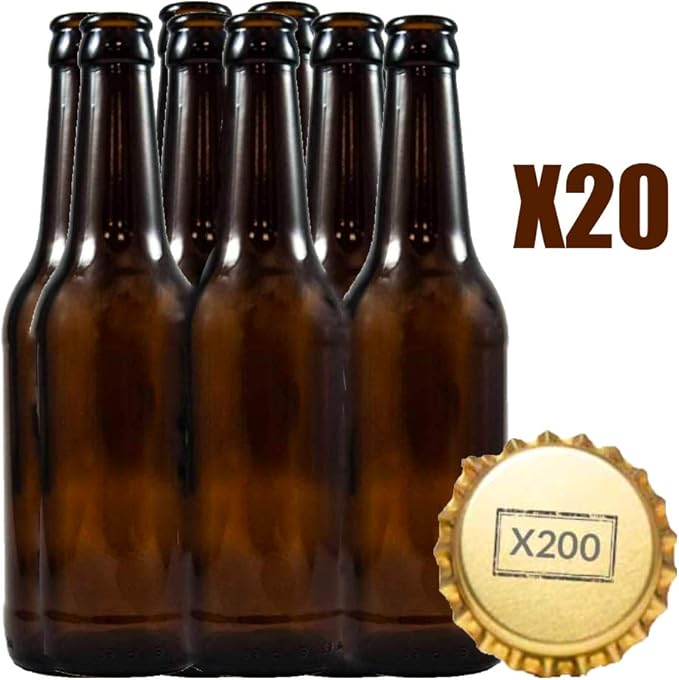 Kit de 20 bouteilles de bière de 33 cl réutilisables avec 200 capsules ...