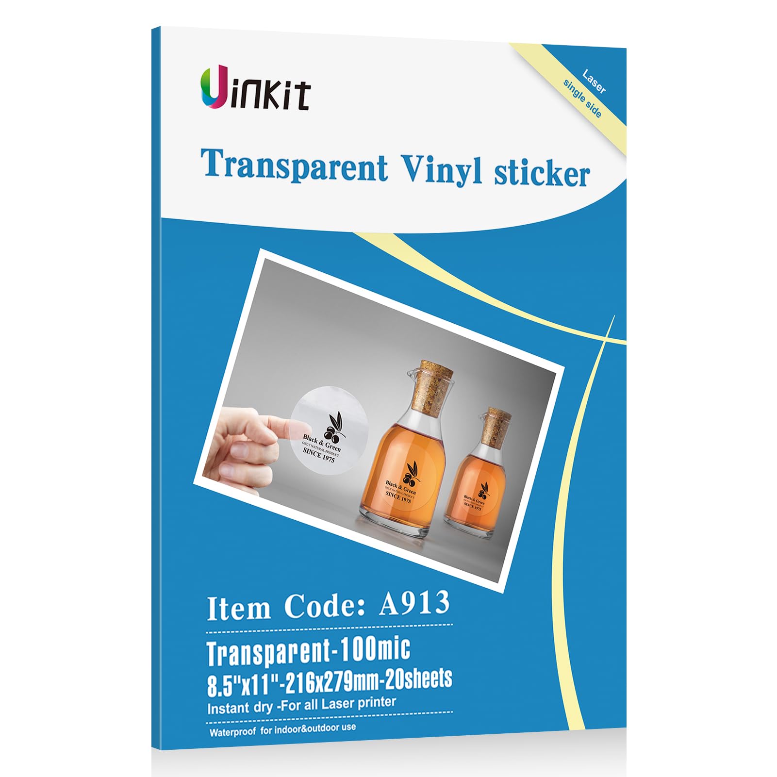 Uinkit Printable Clear Sticker Waterproof Transparency Vinyl Sticker ...