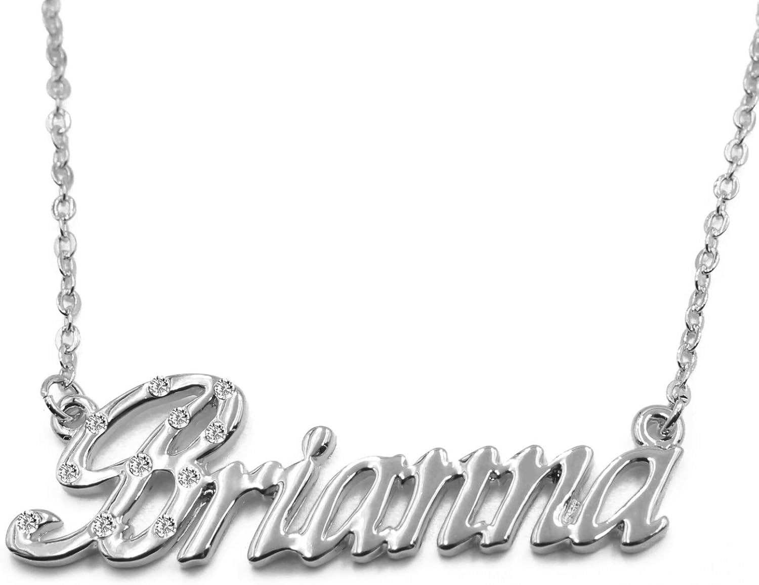 Amazon.com: Name Necklace Brianna - 18K White Gold Plated ...