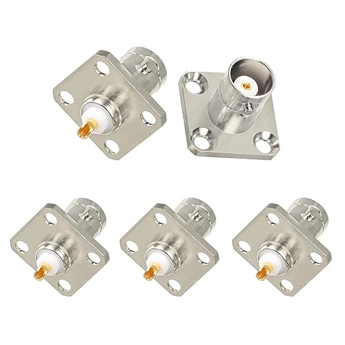 Superbat BNC Connector BNC Male Connector 4 Hole Flange Mount Panel with Solder Cup Straight RF ...