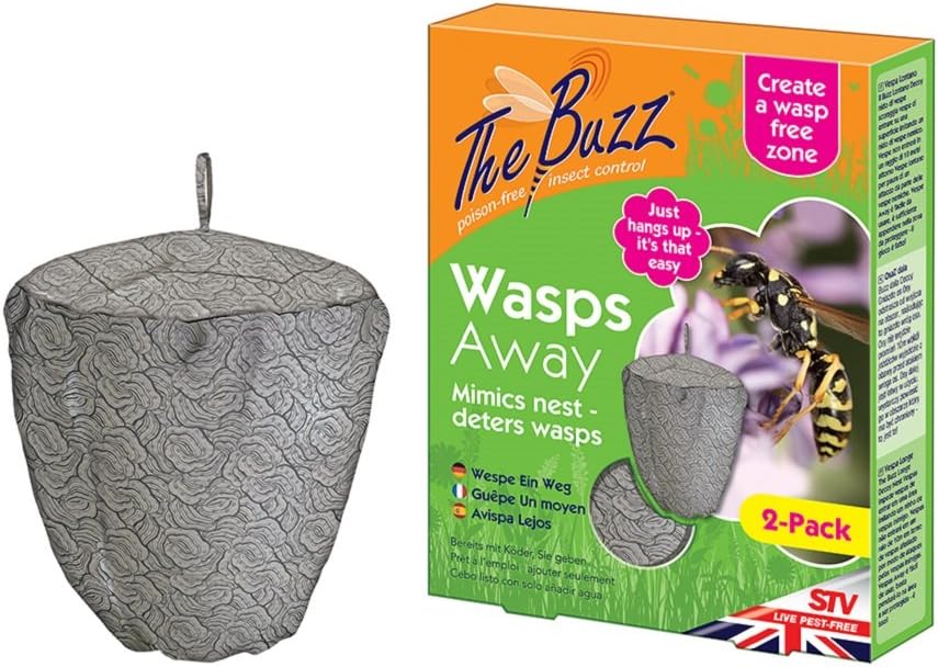 The Buzz Wasps Away 2 Pack (Humane Chemical-Free Wasp Deterrent, Mimics ...