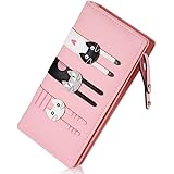 Amazon.com: Women's Wallet Cute Cat Wallet Coin Purse Bifold Long Purse ...