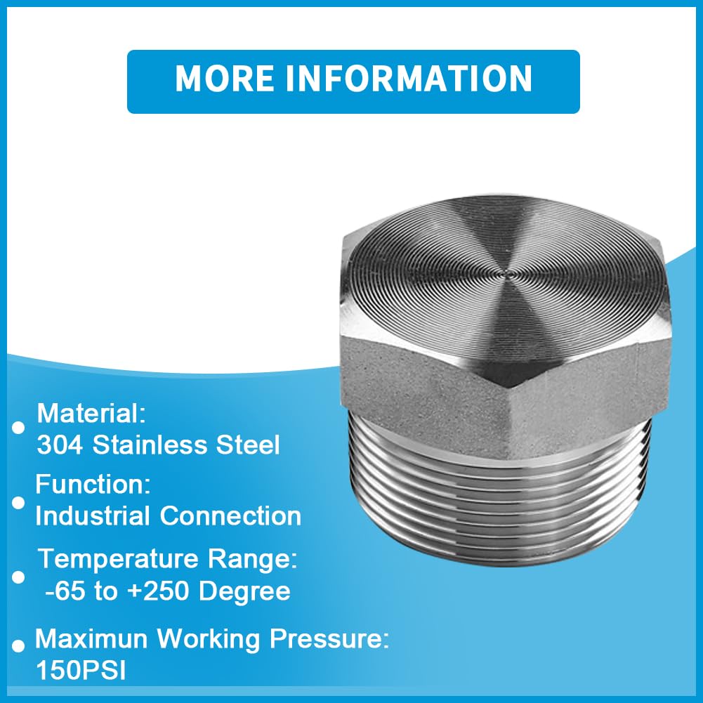 304 Stainless Steel 3/4" NPT Male Outer Hex Thread Socket Pipe Plug Fitting (... | eBay