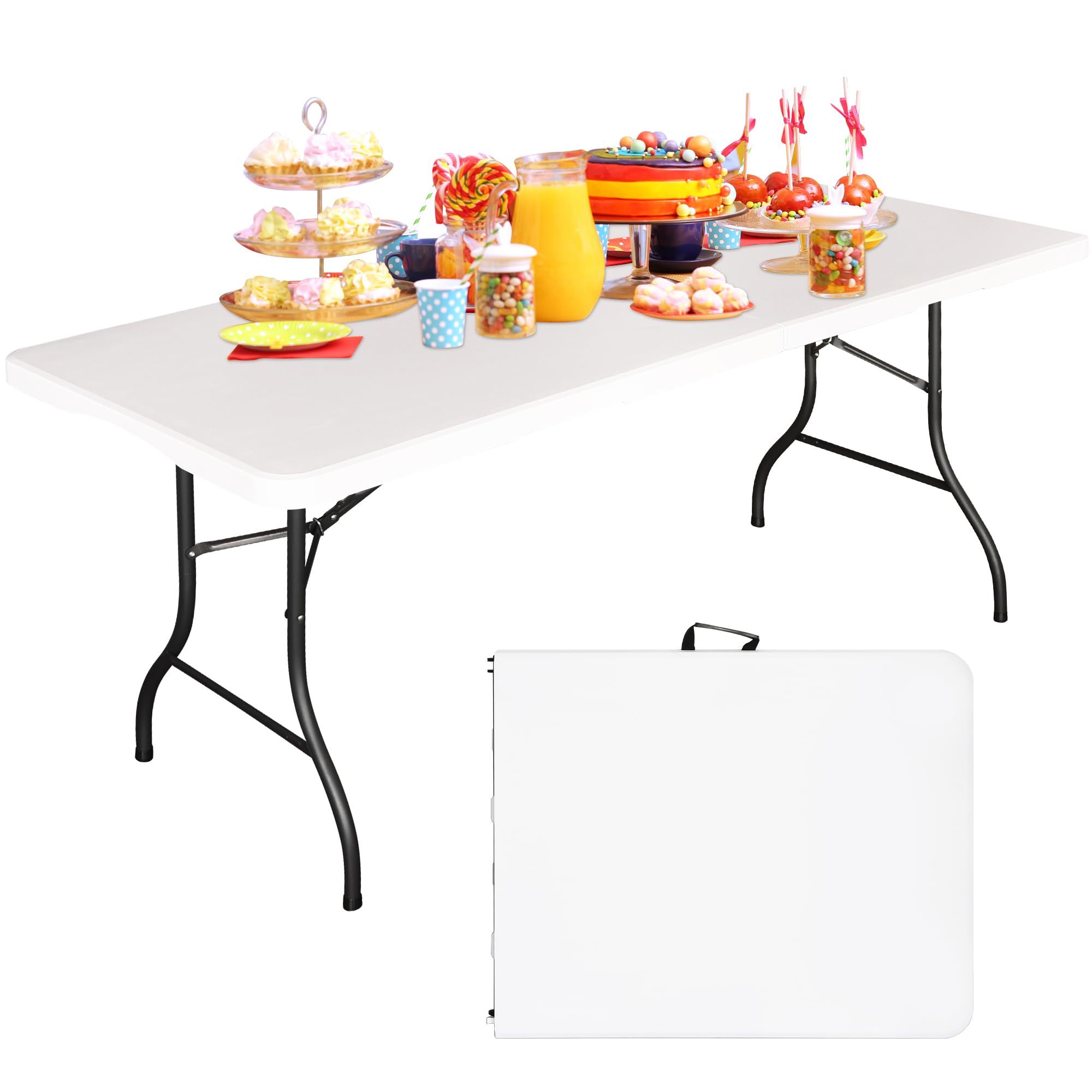 Bblife 6FT Folding Tables Heavy Duty Folding Table, Multi-Functional ...