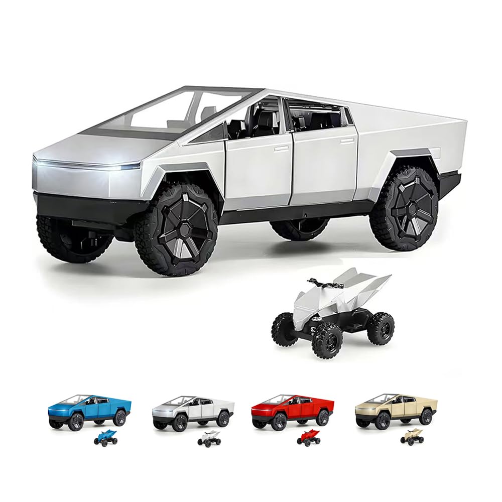 Cybertruck Toy Trucks with Motorcycle Diecast Metal Cyber Truck Model ...