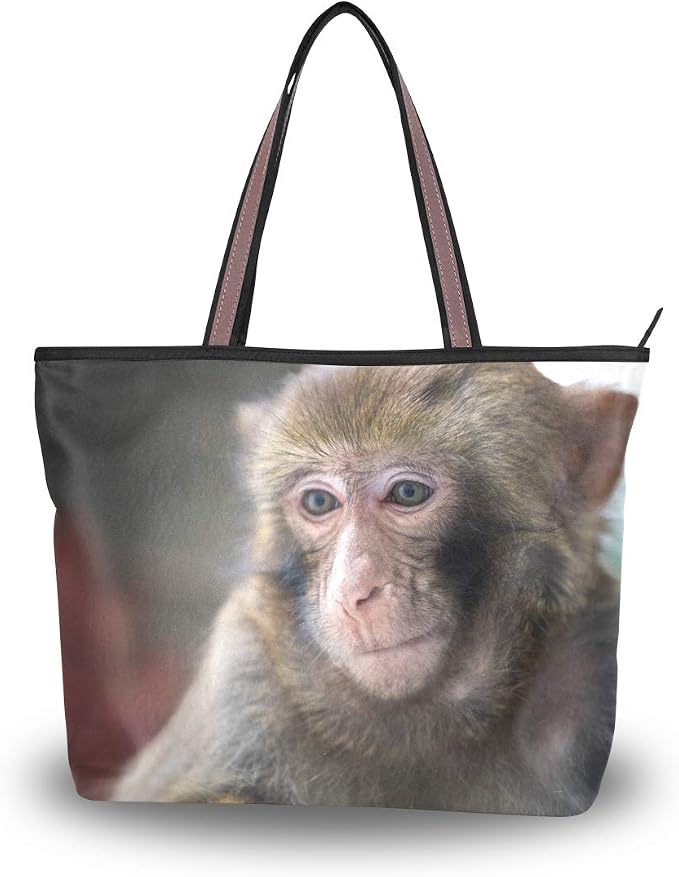 ColourLife Bolsa de mão com alça superior fofa macaco selvagem bolsa de ...