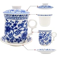 Amazon.com | Tea Talent Porcelain Tea Cup with Infuser Lid and Saucer ...