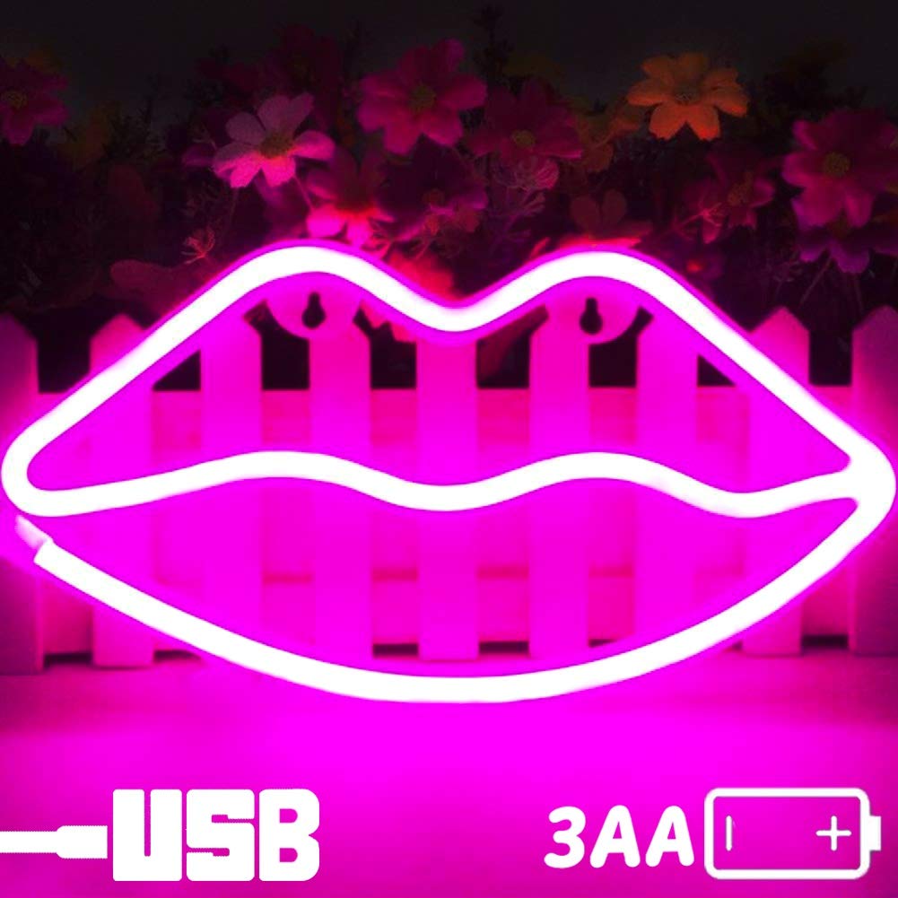Buy XIYUNTE Lip Neon Signs, Pink Lip Neon Light Signs for Wall Decor ...