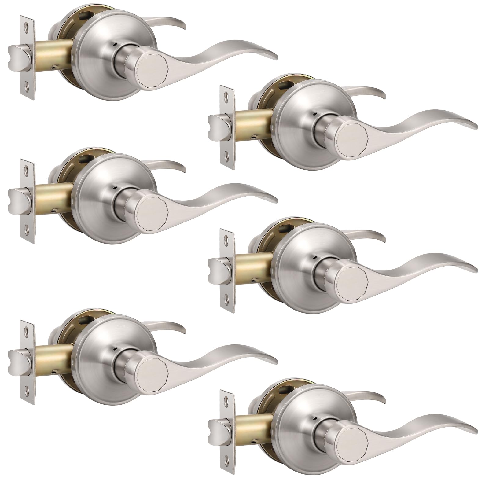 DECORITEN 6 Pack Door Handles Interior, Keyless Passage Door Handle ...