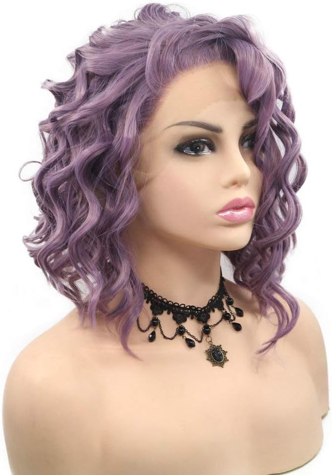 Side Part Hairline Drag Queen Friendly Synthetic Short Bob Hair Smoky ...