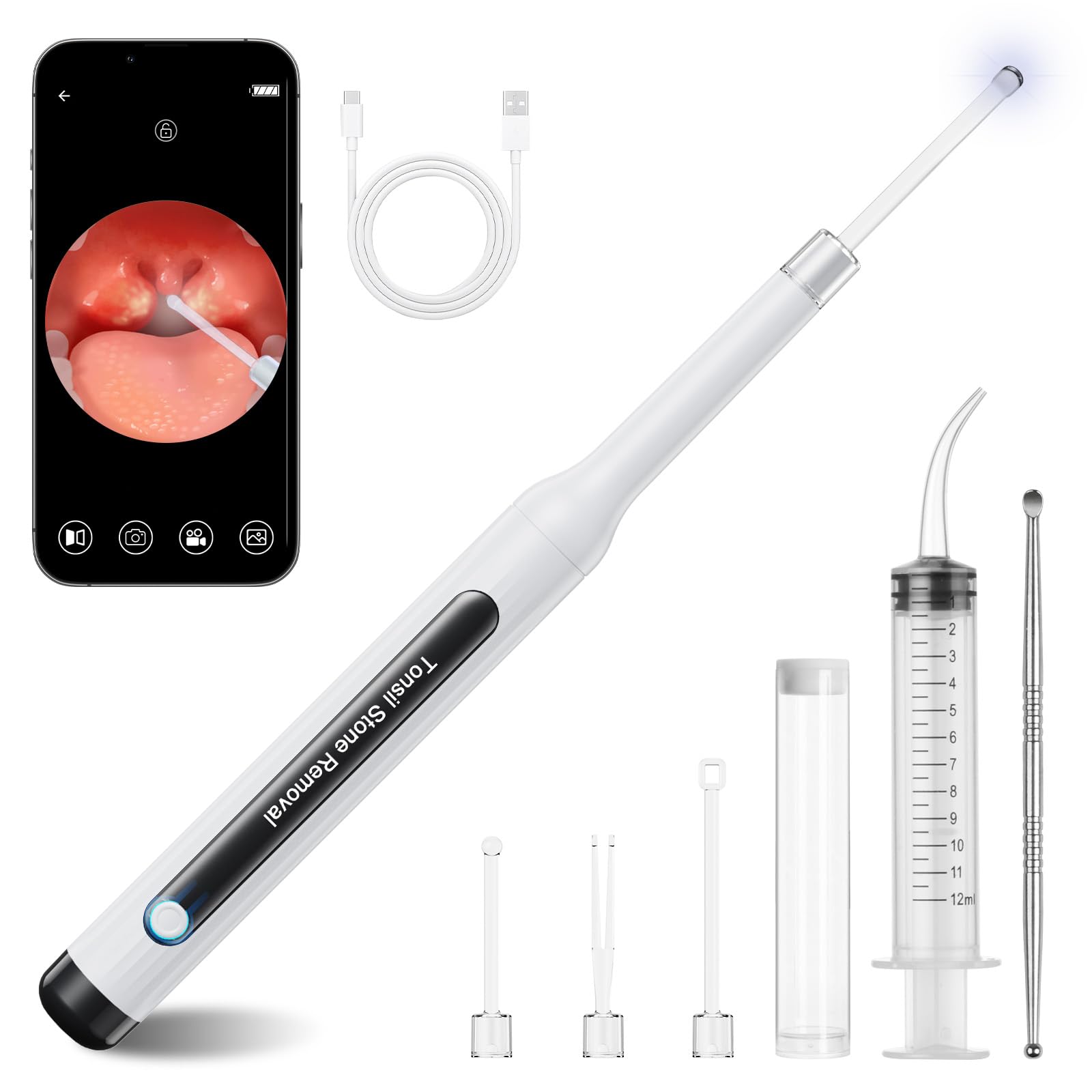 Tonsil Stone Removal Kit with Camera - Tonsil Stone Remover Tool with ...