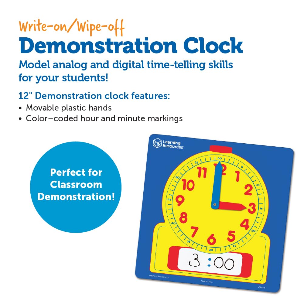 Mua Learning Resources Write & Wipe Demonstration Clock - Paper Clocks ...