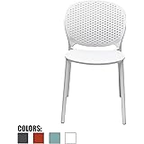 Amazon.com : 2xhome Set of 4 White Contemporary Modern Stackable ...