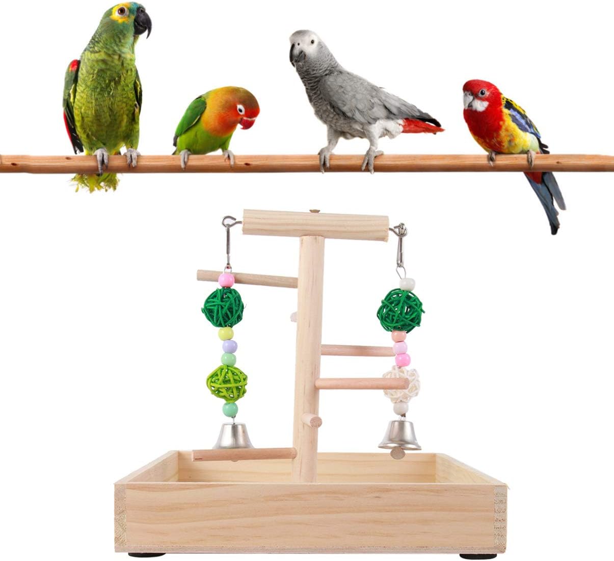 Balacoo Wooden Parrot Play Stand Bird Playground Parrot Perch Stand for ...