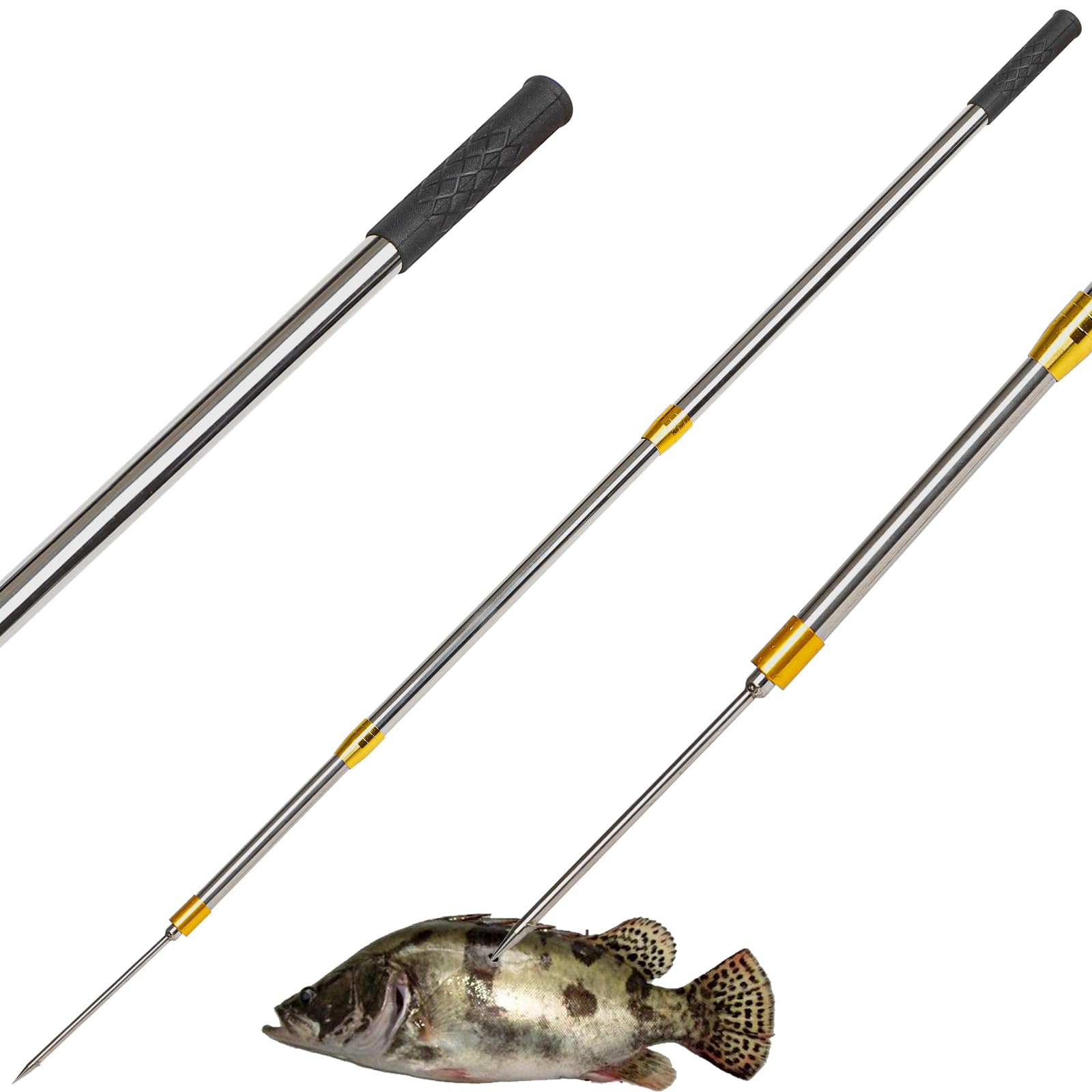 Cyfie Telescopic 5ft Long Fishing Gaff Hook for Flounder Gig, Stainless ...
