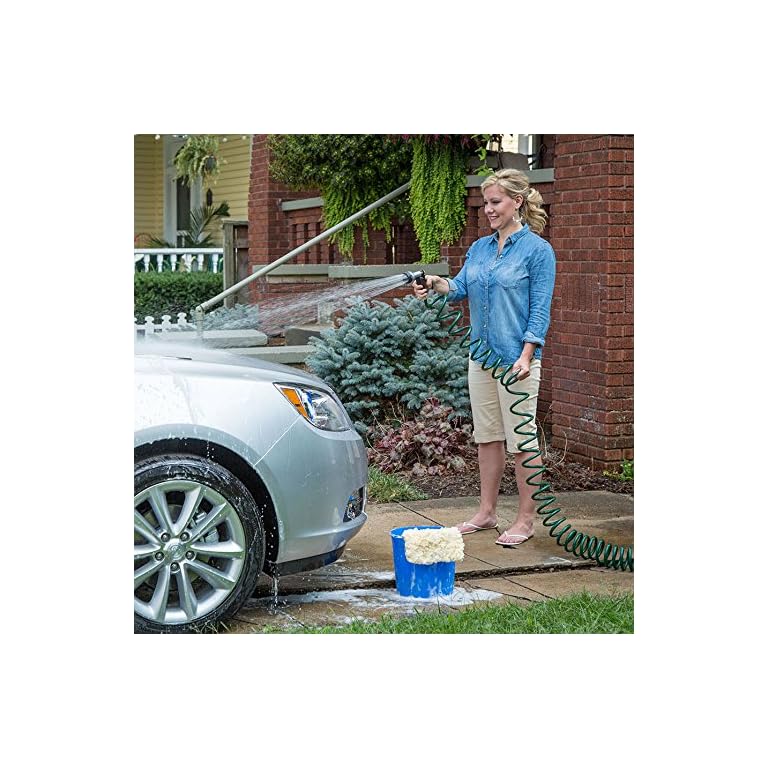 Melnor Garden Coil Hose with All Brass Connectors and Storage Rack ...